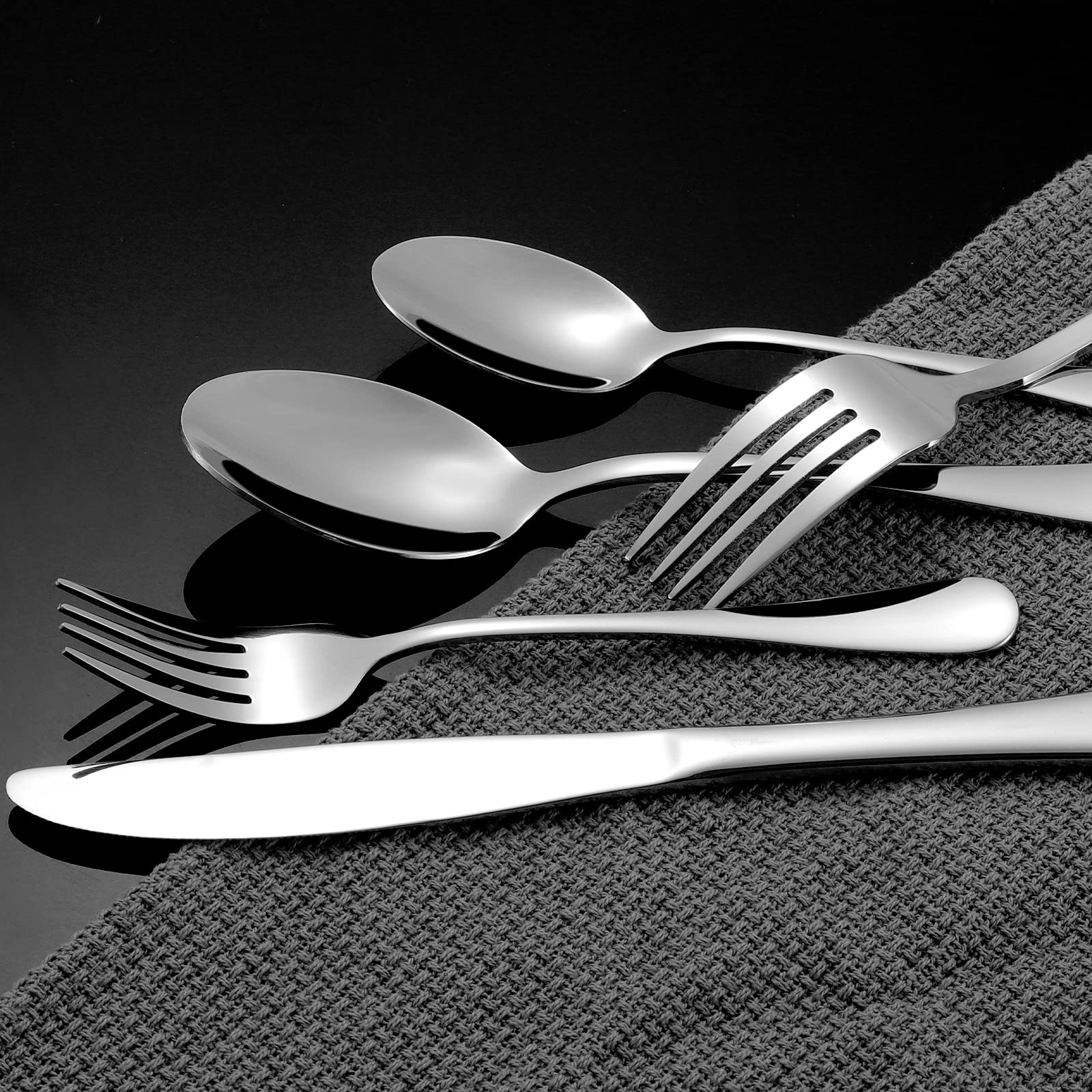 Nice Kitchen Silverware Set, Reusable Stainless Steel Flatware Cutlery Sets, Heavy Forks and Spoons Silverware Utensils for 8,40-Piece