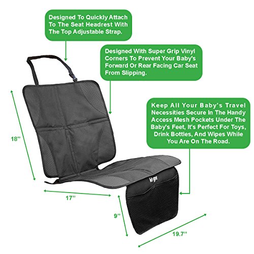 lebogner Car Seat Protector + X-Large Kick Mat Auto Seat Back Protector, Under Car Seat Seat Cover + Waterproof Back Seat Liner Kick Guard Seat Saver Protects Leather and Upholstery Seats