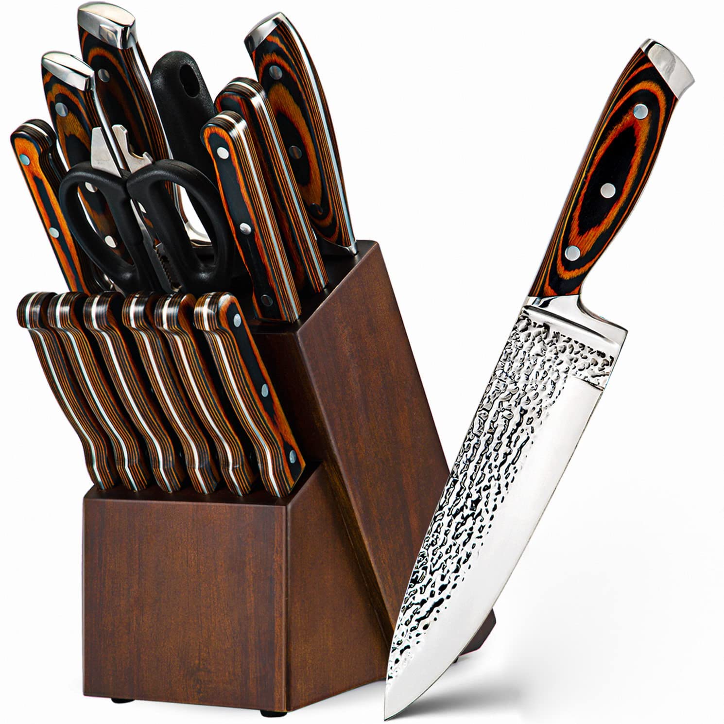 Knife Set, 15-Piece Kitchen Knife Set, Ultra Sharp German Stainless Steel Kitchen Knife Set With Block, Ergonomic Handle Full Tang Forged Gift with Premium Box