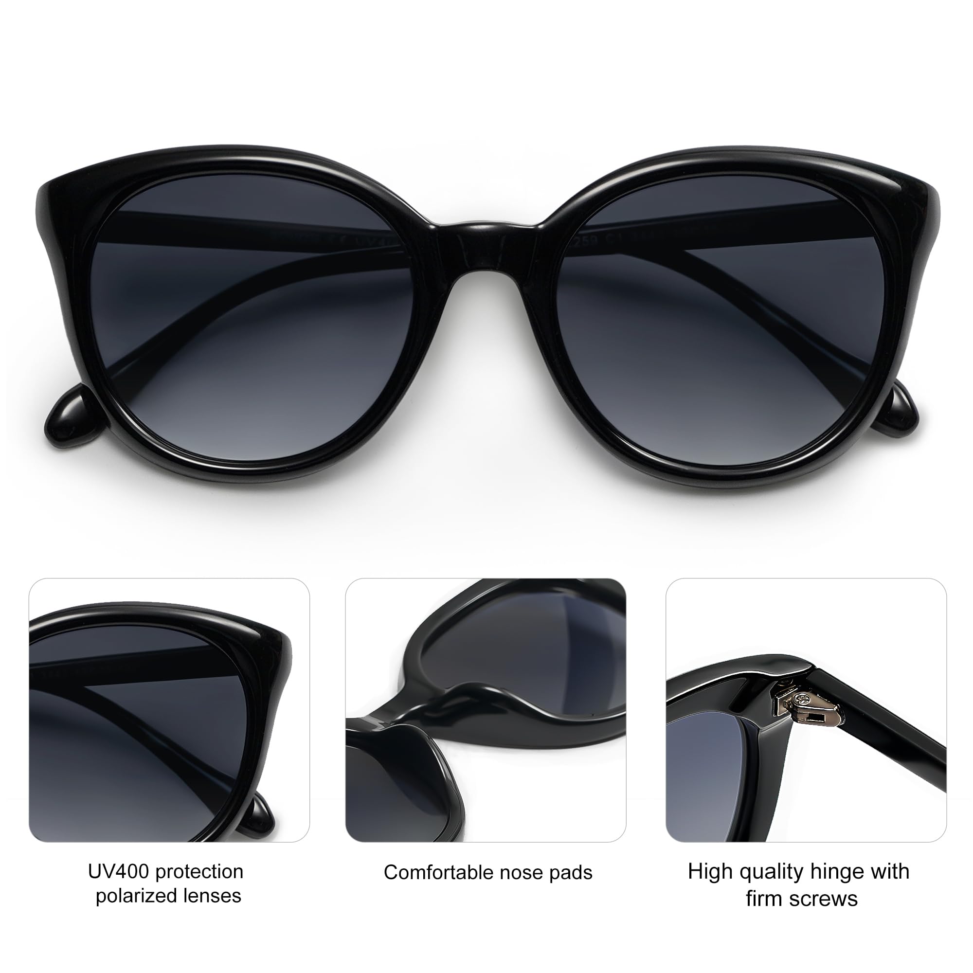 SOJOS Small Round Polarized Sunglasses for Women Men Vintage Style UV400 Lens SJ2259,(Milky white)