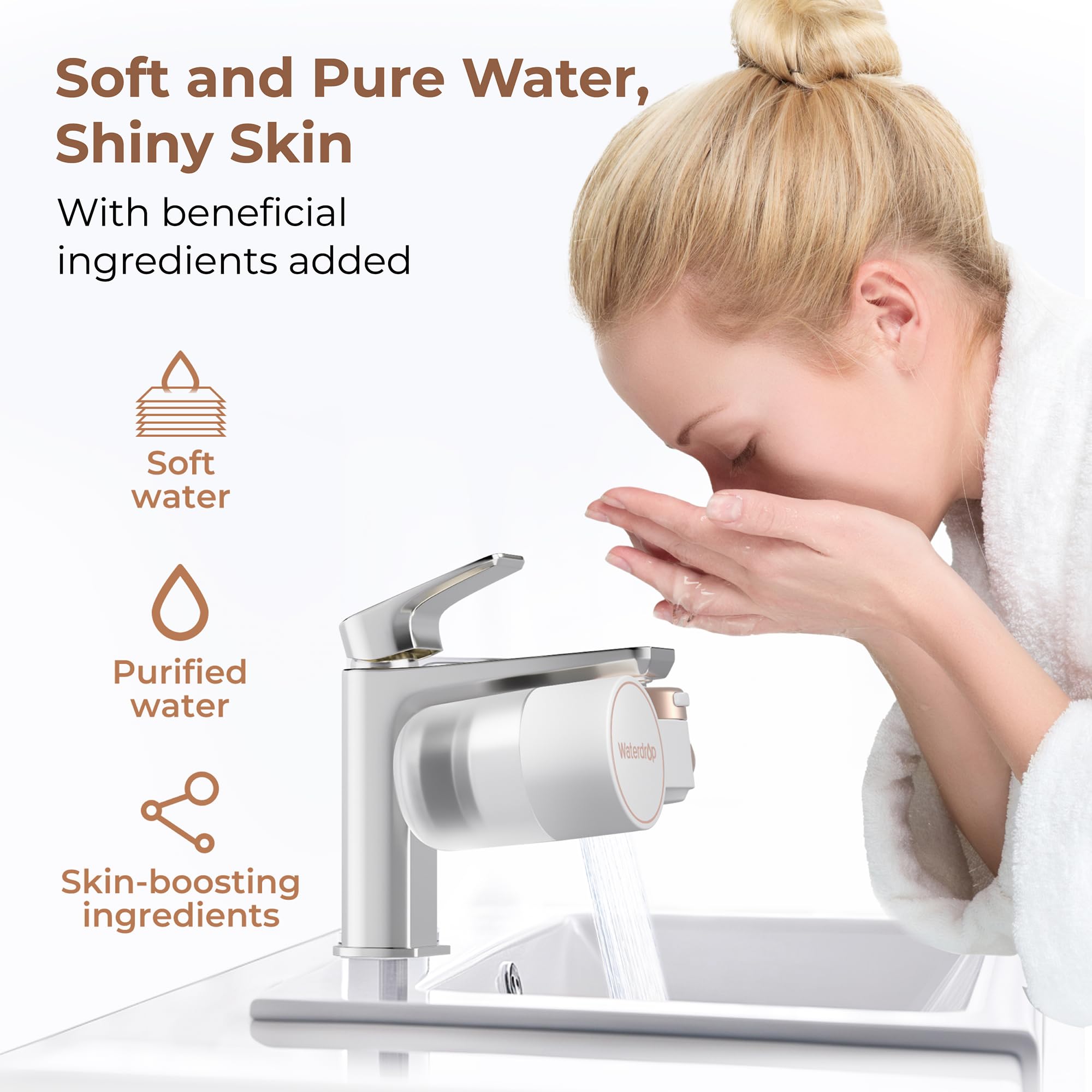 Waterdrop Soft Water Skincare Filter 2.0, Bathroom Sink Filter Water Faucet for Skin, Faucet Water Filter, 0.01 Micron, Reduce Chlorine & Scale Control,BFT1(1 Filter Included)
