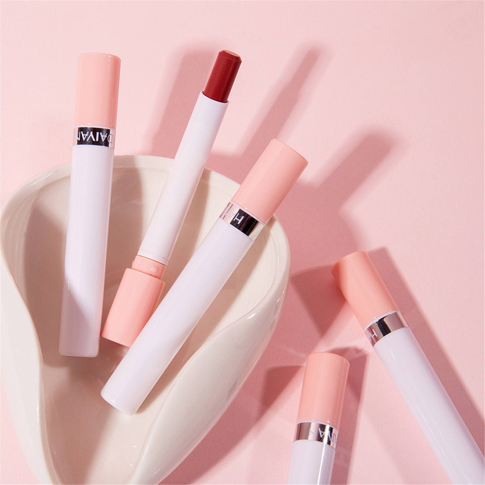 SWEETSHION Velvet Mist Lipstick Set Womens Color Non Stick Cup Nude Matte Lip Gloss, Pink Cigarette Case Lipstick Kit for Girls