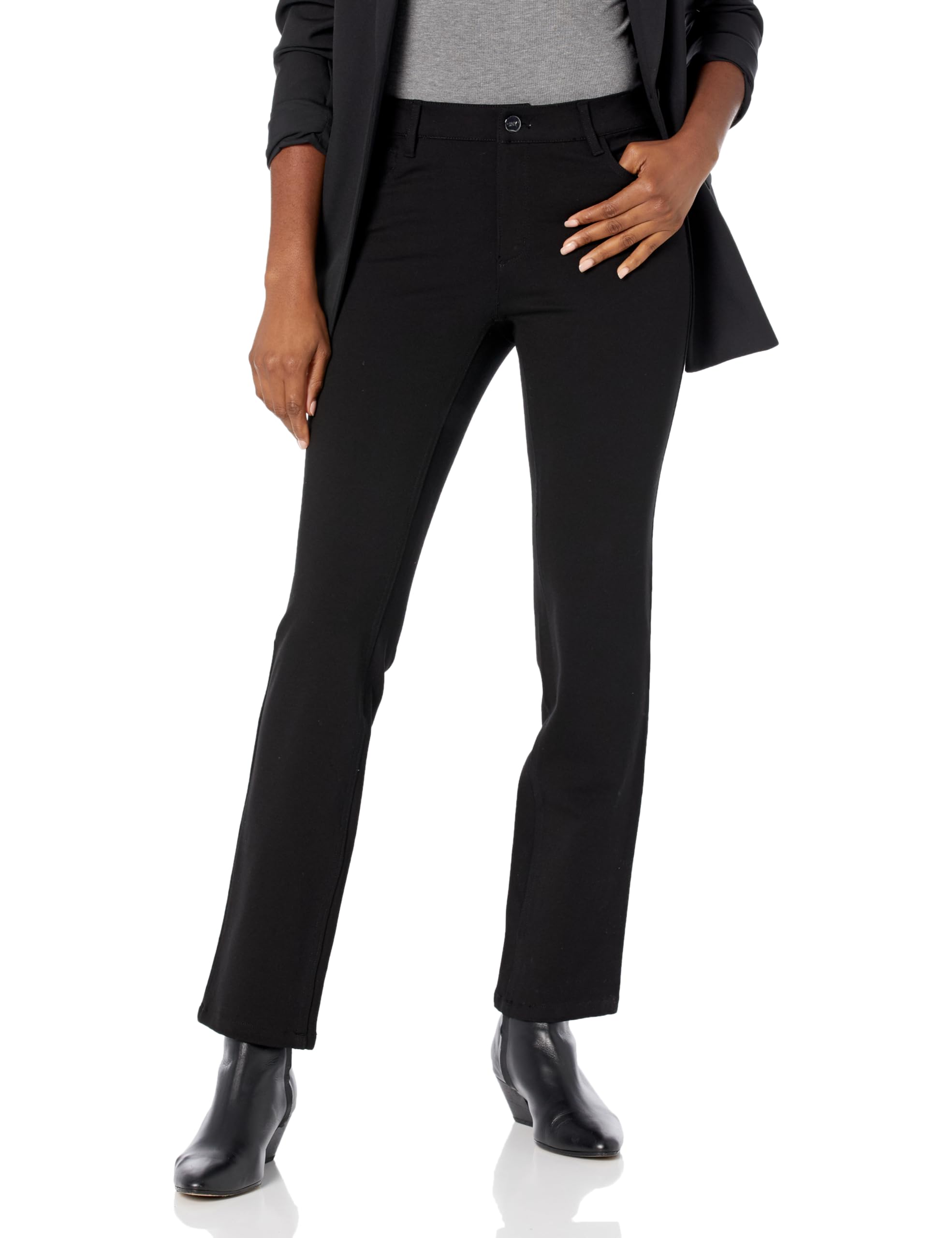 Jones New York Womens Modern Compression Lexington Straight Jeans, Adriadic Black, 12 US