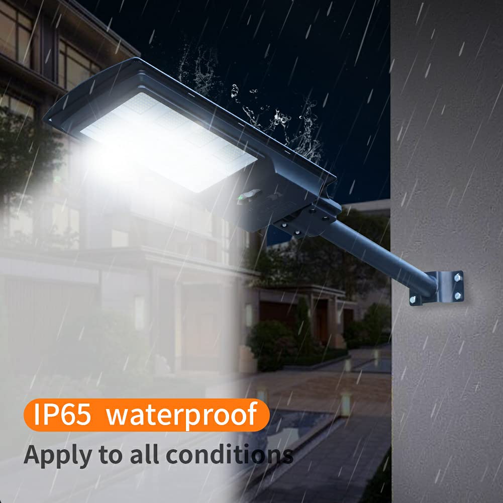 MYTG SUM 200W LED Solar Street Light,15000LM 6500K Solar Powered Pole Light, IP65 Waterproof Security Area Night Lighting for Street Gutter Patio Garden Path,Basketball Court,barn