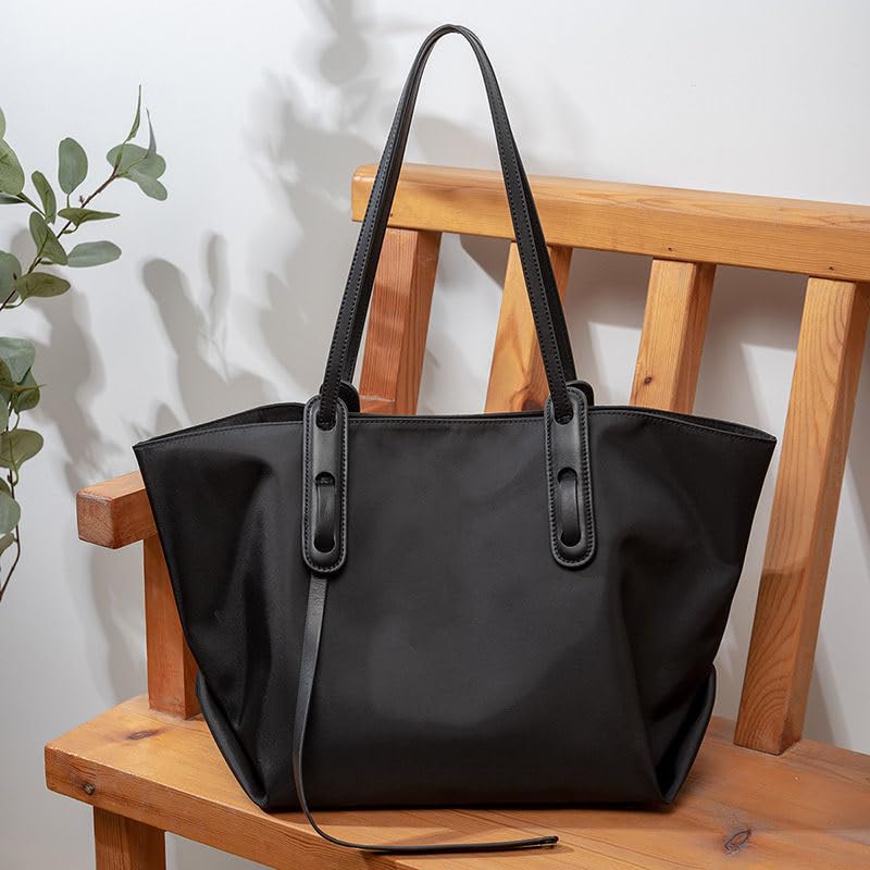 Tote Bag for Women Medium Capacity Casual Commuter Handbag Nylon Single Shoulder Bag,Black