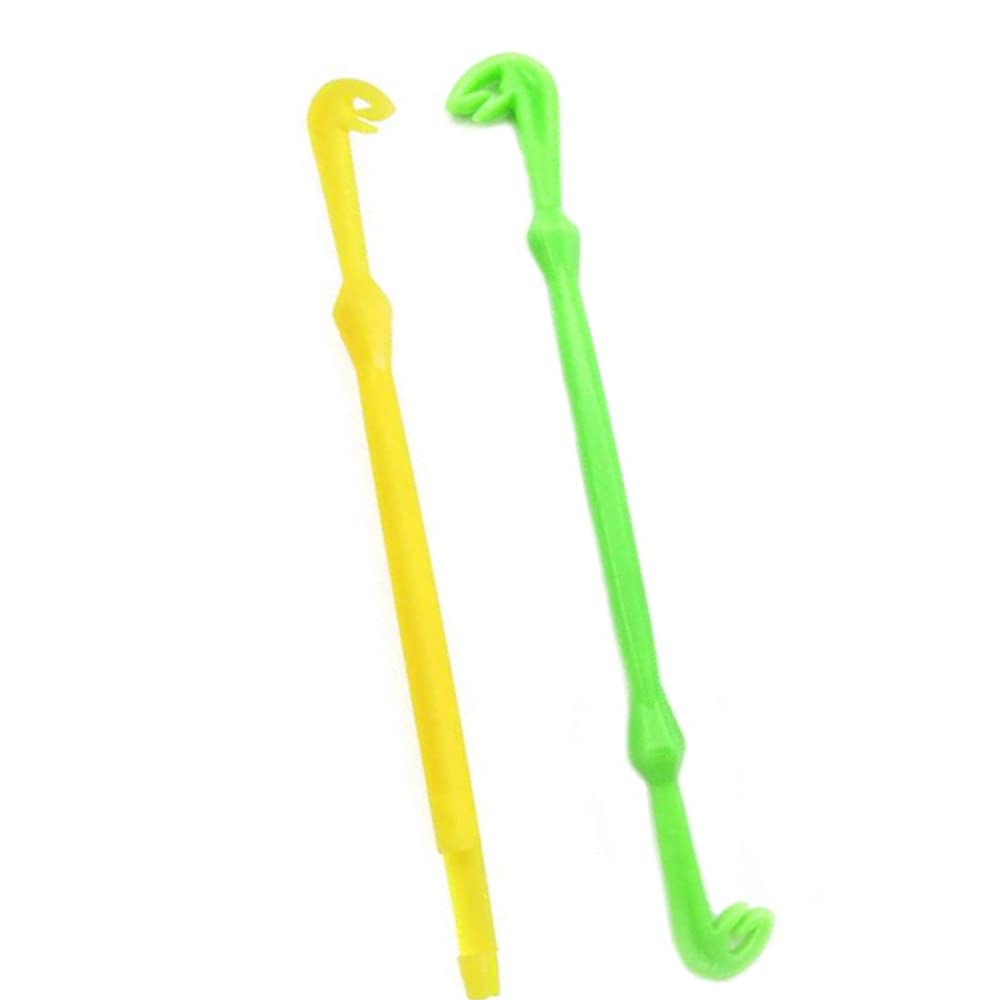 MXXiiv 4 Pcs Easy Hook Loop Tyer Disgorger Tool Fishing Unhooking Disgorger Plastic Hook Disgorger Set Tie Fast Knot Tying Tool for Fly Fishing, Yellow and Green