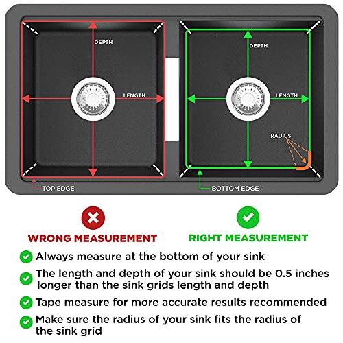 Sink Protectors for Kitchen Sink - 13 5/8 in x 11 5/8 Stainless Steel Sink Grid 2pcs Set - Kitchen Sink Protector Center Drain Hole - Rust-Resistant Metal Accessories