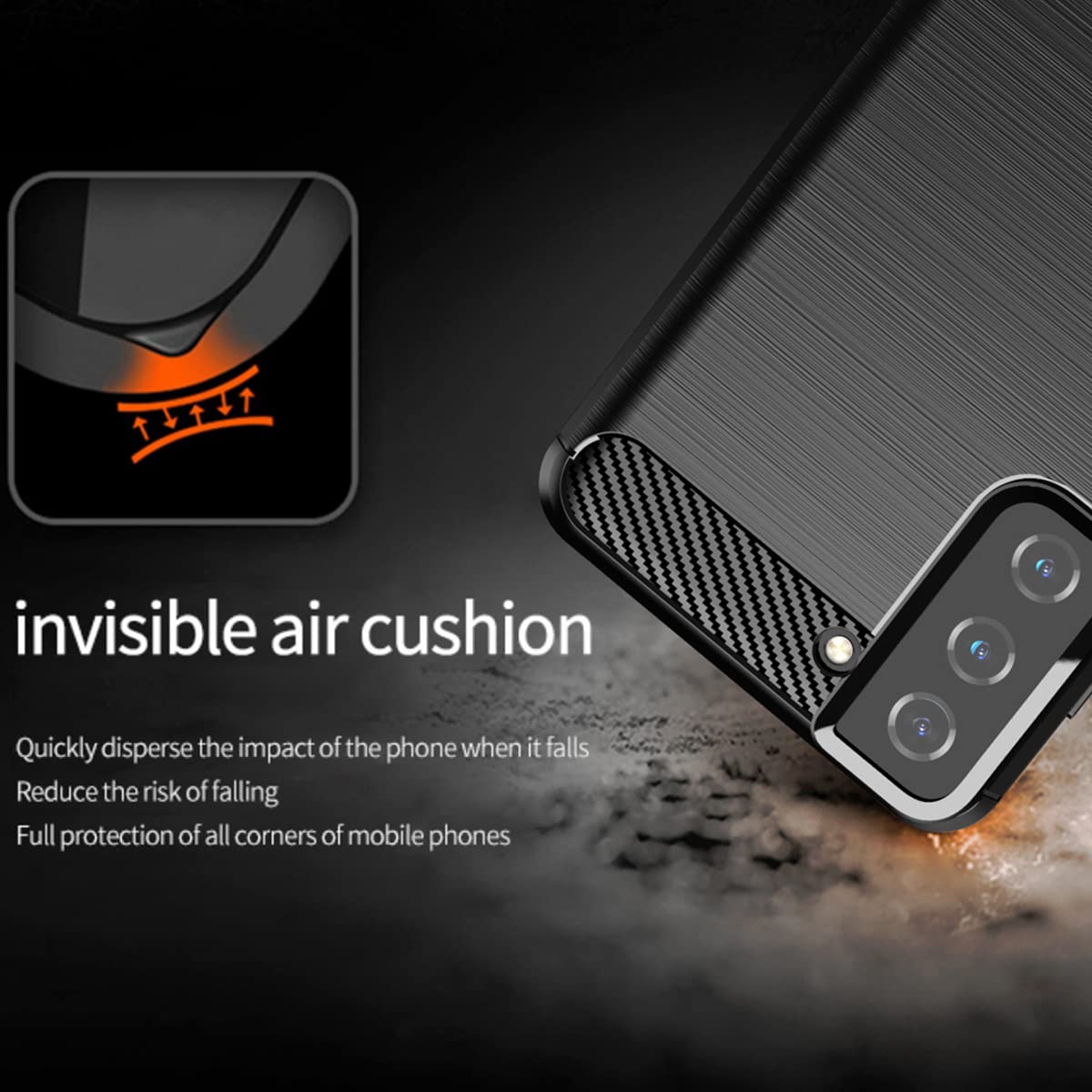 KOARWVC Phone Case for Galaxy S21 Plus 5G Case, Samsung S21+ SM-G996U Case Carbon Fiber Shockproof Rugged Shield Anti-Scratch Soft TPU Back Cover Protective Cases for Samsung Galaxy S21 Plus (Black)
