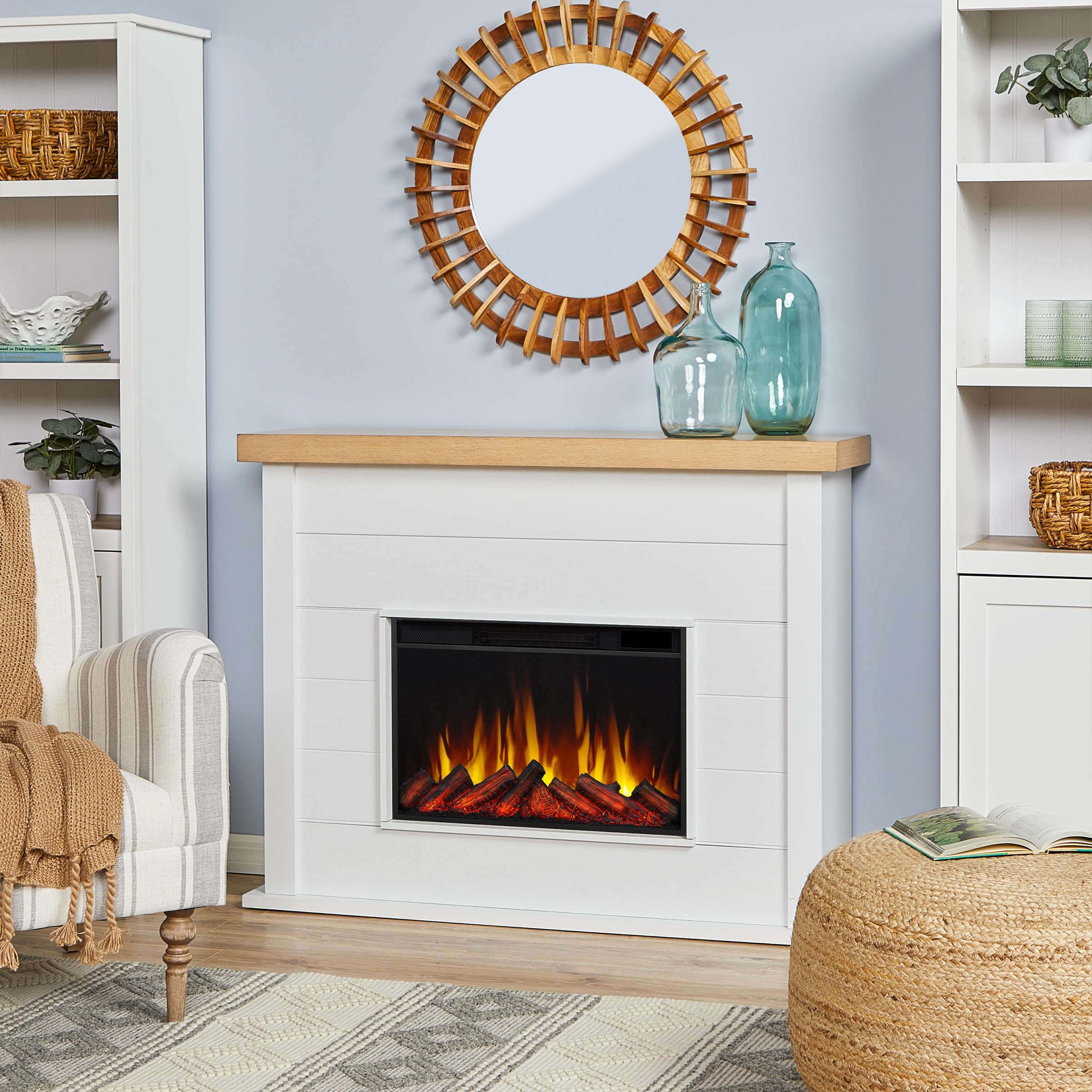 Marshall 49" Slim Electric Fireplace TV Stand in White by Real Flame