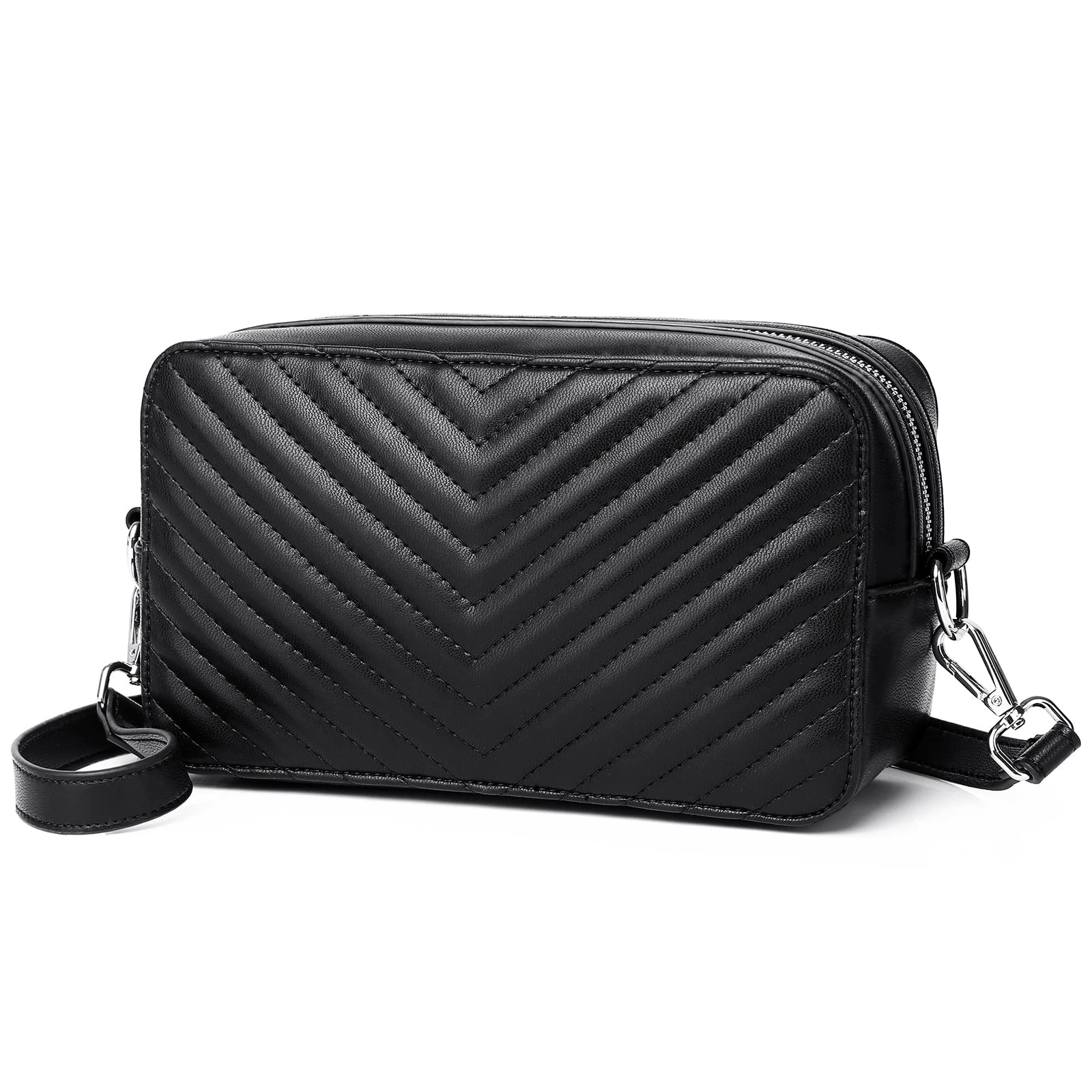 TOTM & UANA Quilted Crossbody Bag Shoulder Bag Stylish PU Camera Bag V-shaped