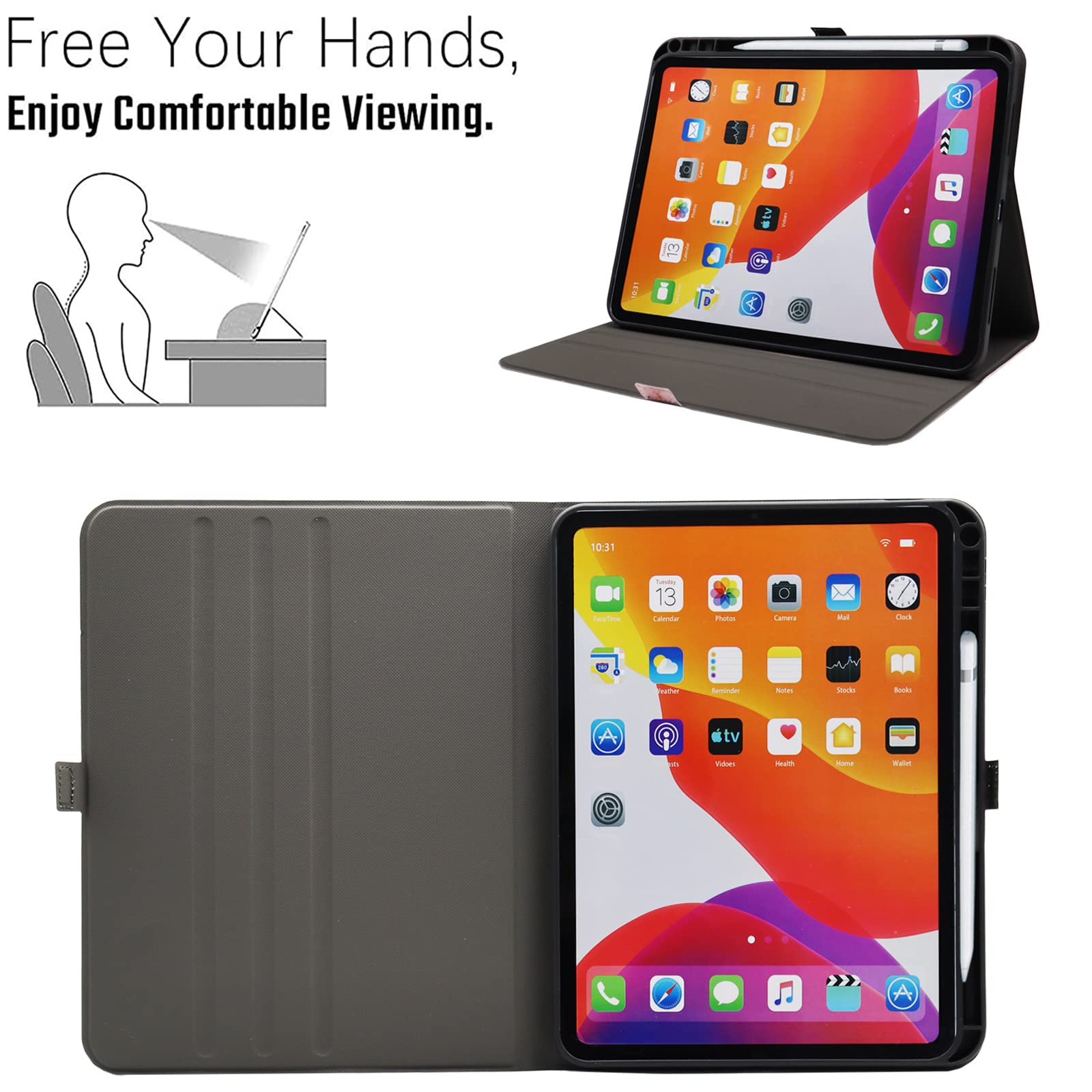 iPad 10th Generation Case 2022 iPad 10.9 Inch Tablet Cover, Viclowlpfe Slim Fit Lightweight Leather Smart Case with Auto Wake/Sleep for iPad 10th Gen 2022, Blue Butterfly