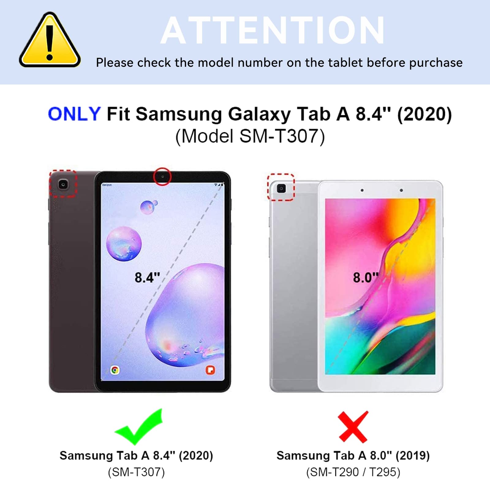 SIMPLEWAY Case for Samsung Galaxy Tab A 8.4 2020 Tablet (Model SM-T307/T307U), Light Weight Shock Proof Durable Rugged Kidsproof Foldable Convertible Handle Kids Case for Tab A 8.4 2020