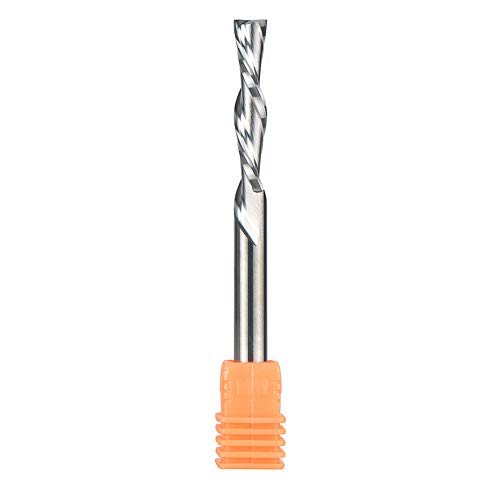 SpeTool Spiral Router Bits with Down Cut 1/4 inch Cutting Diameter, 1/4 inch Shank 3 inch Extra Long HRC55 Solid Carbide CNC End Mill for Wood Cut, Carving