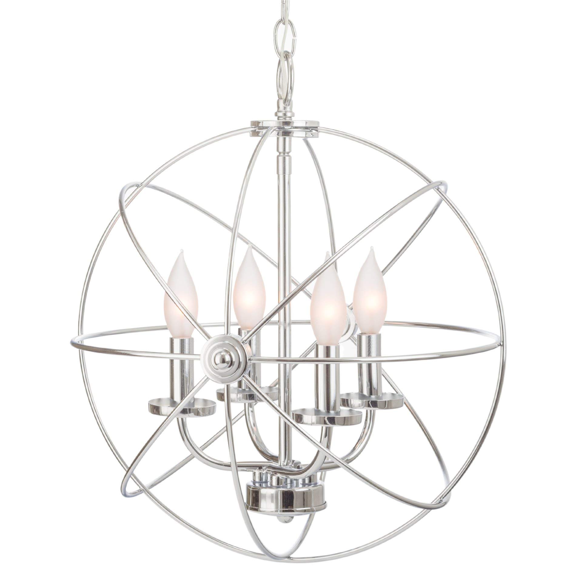 Kira Home Orbits II 15" 4-Light Modern Sphere/Orb Chandelier, Chrome Finish