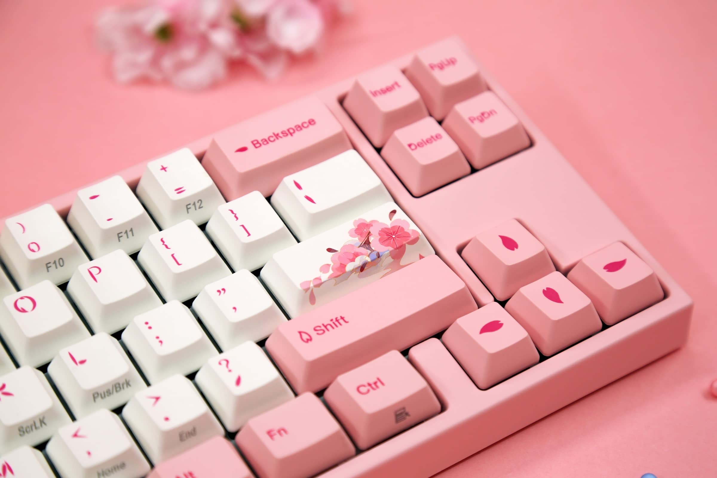 Varmilo Ducky x Miya Mac Pro Sakura R2 White LED 65% Double Shot PBT Mechanical Keyboard (Cherry MX Red)