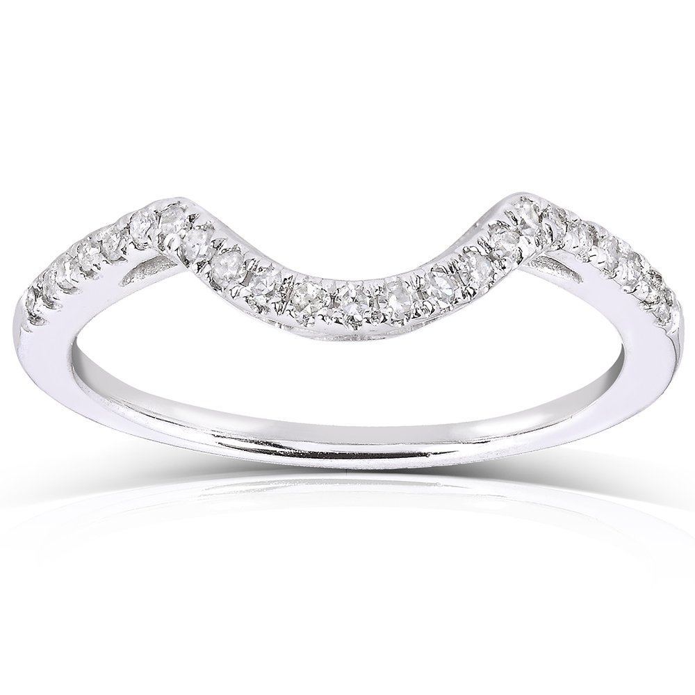 Kobelli Contoured Diamond Band 1/10 Carat (ctw) in 10k White Gold (Matching Band to Ring 61956-E), Size 10