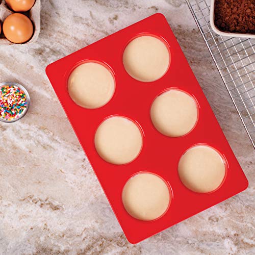 Mrs. Anderson's Baking Silicone 6-Cup Jumbo Muffin Pan, Non-Stick European-Grade Silicone Silicone