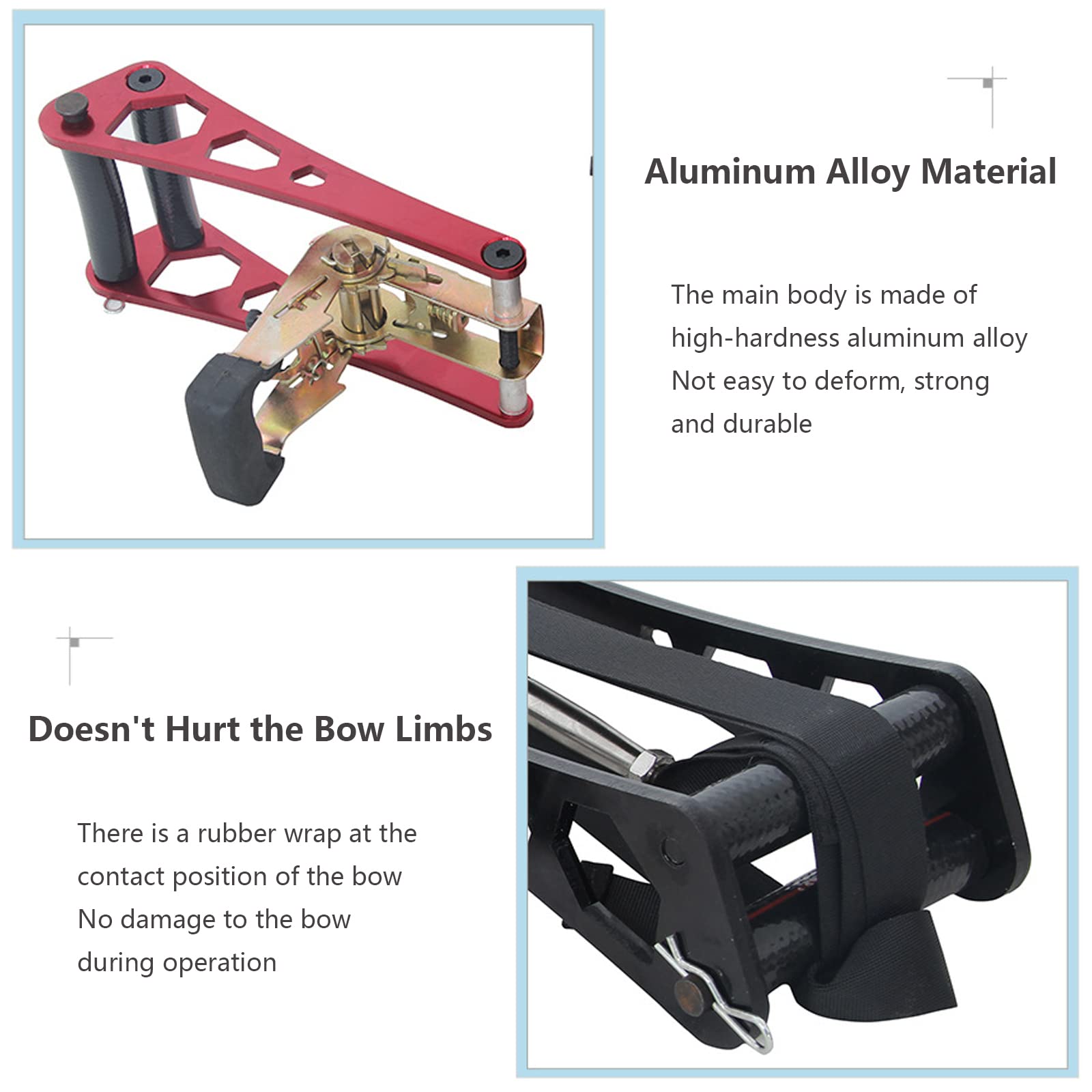 ocairnry Compound Bow Press Archery Portable Bow Press Aluminium Alloy Archery Ratchet Bow Press Open Tool Accessories Bow String Replacement Tool (Red)