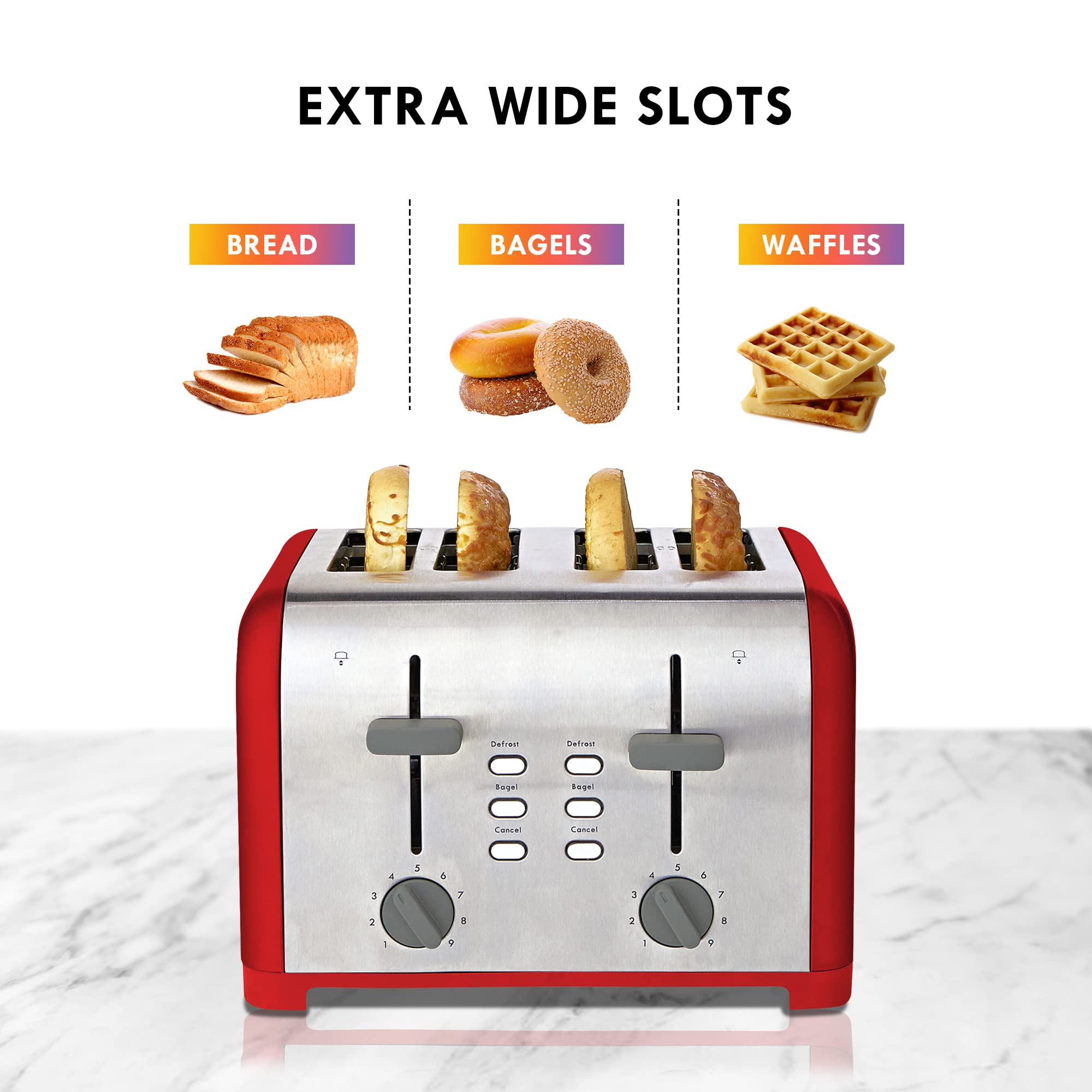 Kenmore 40604 4-Slice Toaster with Dual Controls in Red