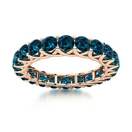 Shine Jewel Full Eternity 4 MM Round Multi Gemstone Engagement Ring 925 Sterling Silver Rose Gold Plated (London Blue Topaz, 6)
