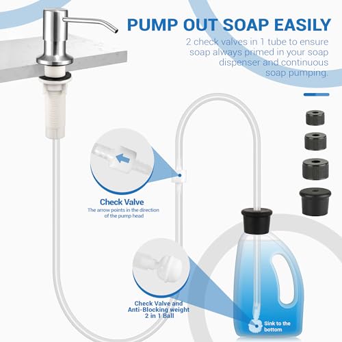 Sink Soap Dispenser Extension Tube Kit 47" Come with Kitchen Dish Dispenser Pump (White)