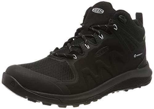 KEEN womens Explore Mid Waterproof Hiking Boot, Black/Star White, 8 US