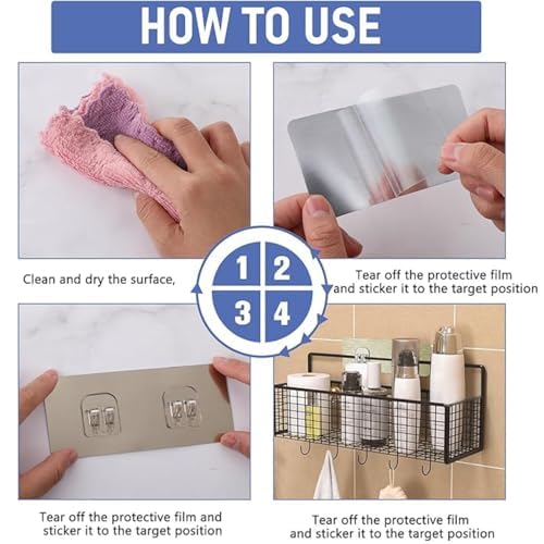 YCZARD 14Pcs Shower Caddy Adhesive Hooks Replacement, Shower Shelf Adhesive Stickers No Drilling, Gold Adhesive Shower Hooks Strong Adhesive for Showe Caddy, Soap Holder,Kitchen Racks(Single/Double)