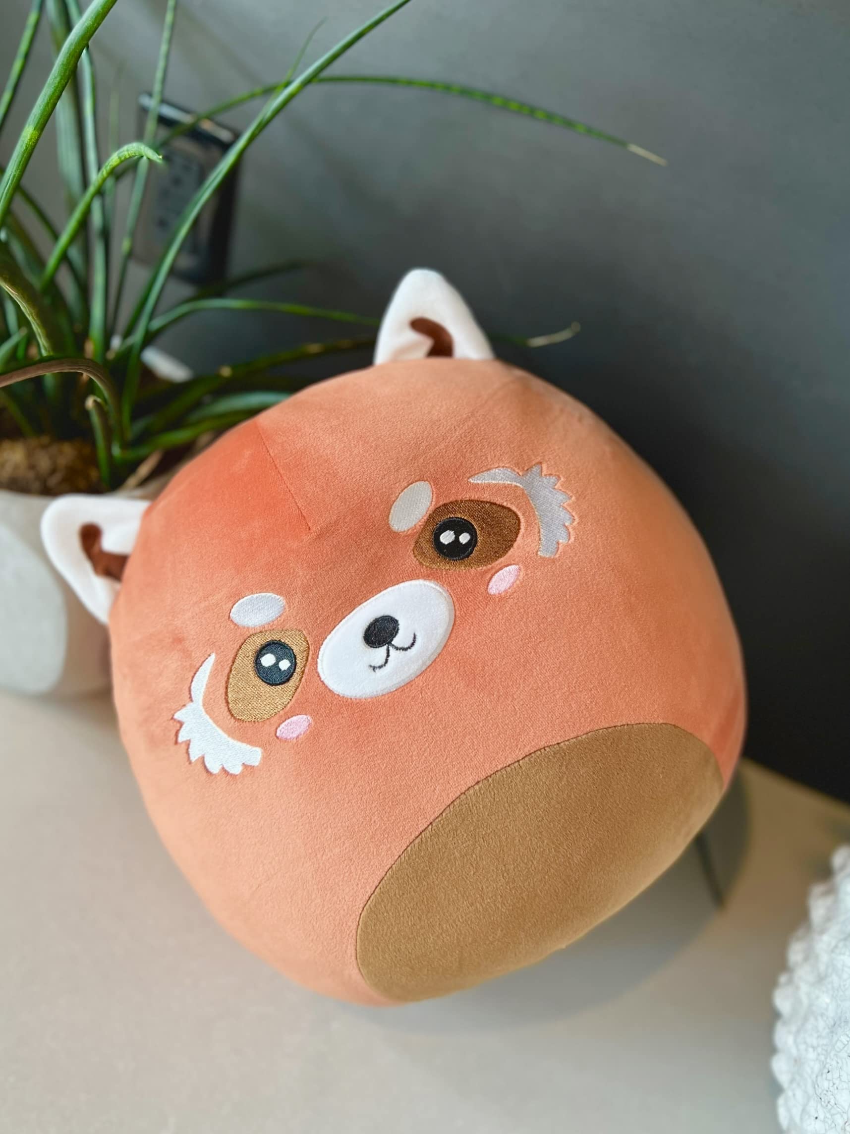 Red Panda Plushie 11 Inches, Plush Doll Toys, Cute Raccoon Stuffed Pillow Round Squishie, Super Soft Red Panda Plush Doll
