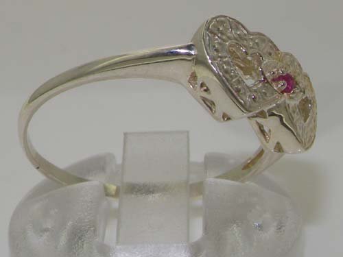 LetsBuyGold 925 Sterling Silver Natural Ruby Womens Sweetheart Ring - Sizes 4 to 12 Available