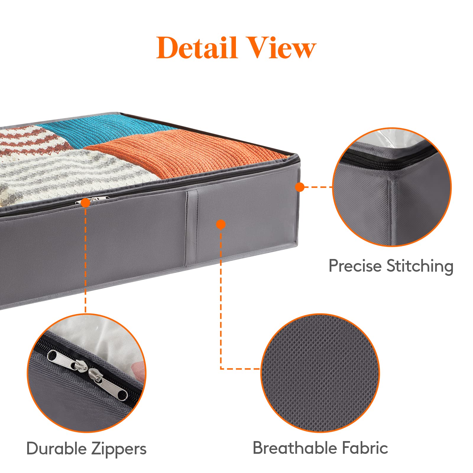 Lifewit 6 Packs 11 Inch Storage Cubes Foldable Fabric Bins and 6 Packs 75L Under Bed Storage Containers with Reinforced Handle Thick Fabric for Comforters, Blankets, Bedding, Grey