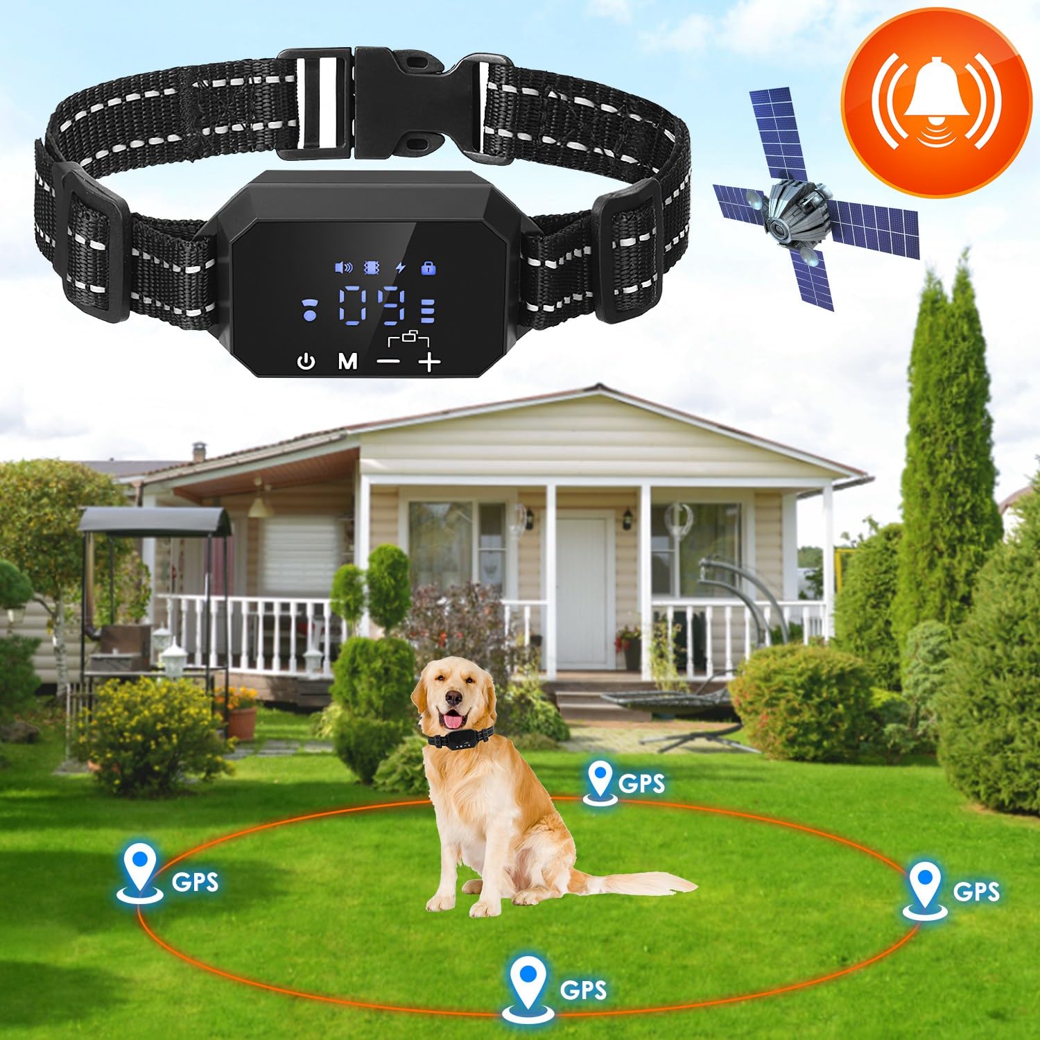 KOCASO GPS Wireless Dog Fence, 6560FT Electric Fence System W/Remote & 3 Warning Modes, Rechargeable Pet Containment System, Waterproof Dog Traning Collar for Outdoor, Harmless & Suitable for All Dogs