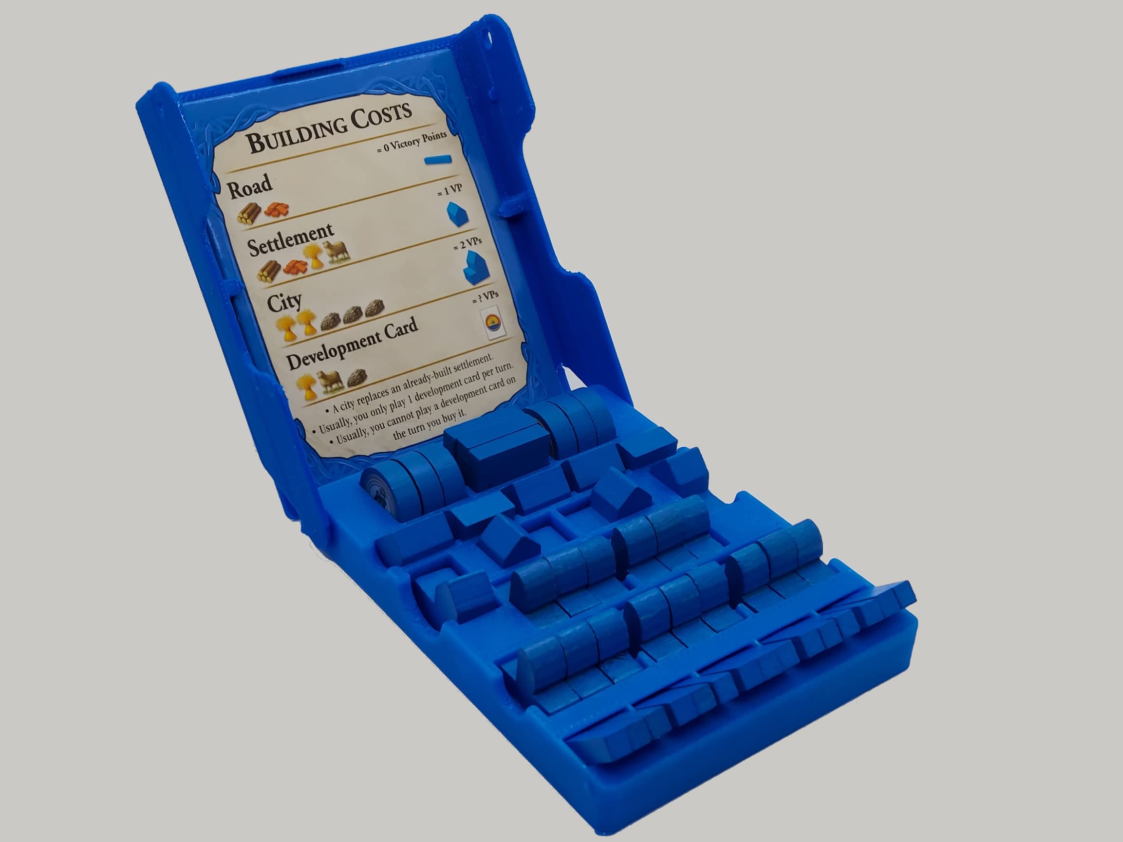 Organizer Insert for Catan Base Game, Seafarers, and Both 5-6 Player Extensions with Player Trays and Card Holder. (Player Trays with Black Organizer)