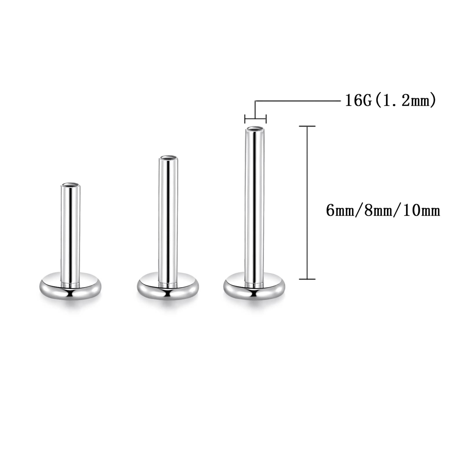 ShineYingTi 16g ASTM F136 Labret Titanium Internally Threaded Earring Helix Tragus Cartilage Ear Piercing Body Jewelery (Heart)
