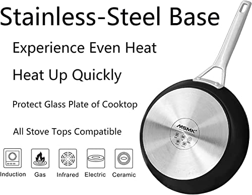 MsMk 9 1/2 Inch Small Egg Pan with Lid, Titanium and Ceramic Nonstick Omelette Pan,Scratch-resistant, Induction Egg Skillet, Oven Safe to 700°F Pan for Cooking, Dishwasher Safe