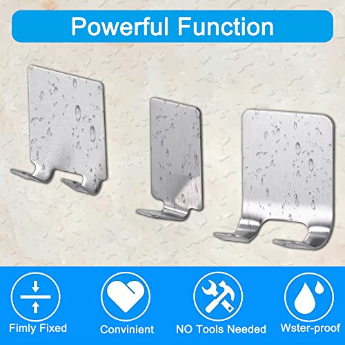 VENGABY 12 Pack Razor Holder for Shower, Shaver Hook Hanger Stand, Heavy Duty Self Adhesive Hooks, Stainless Steel Utility Towel Hook Bathroom Kitchen Organizer for Robe Towel Bathrobe Coat