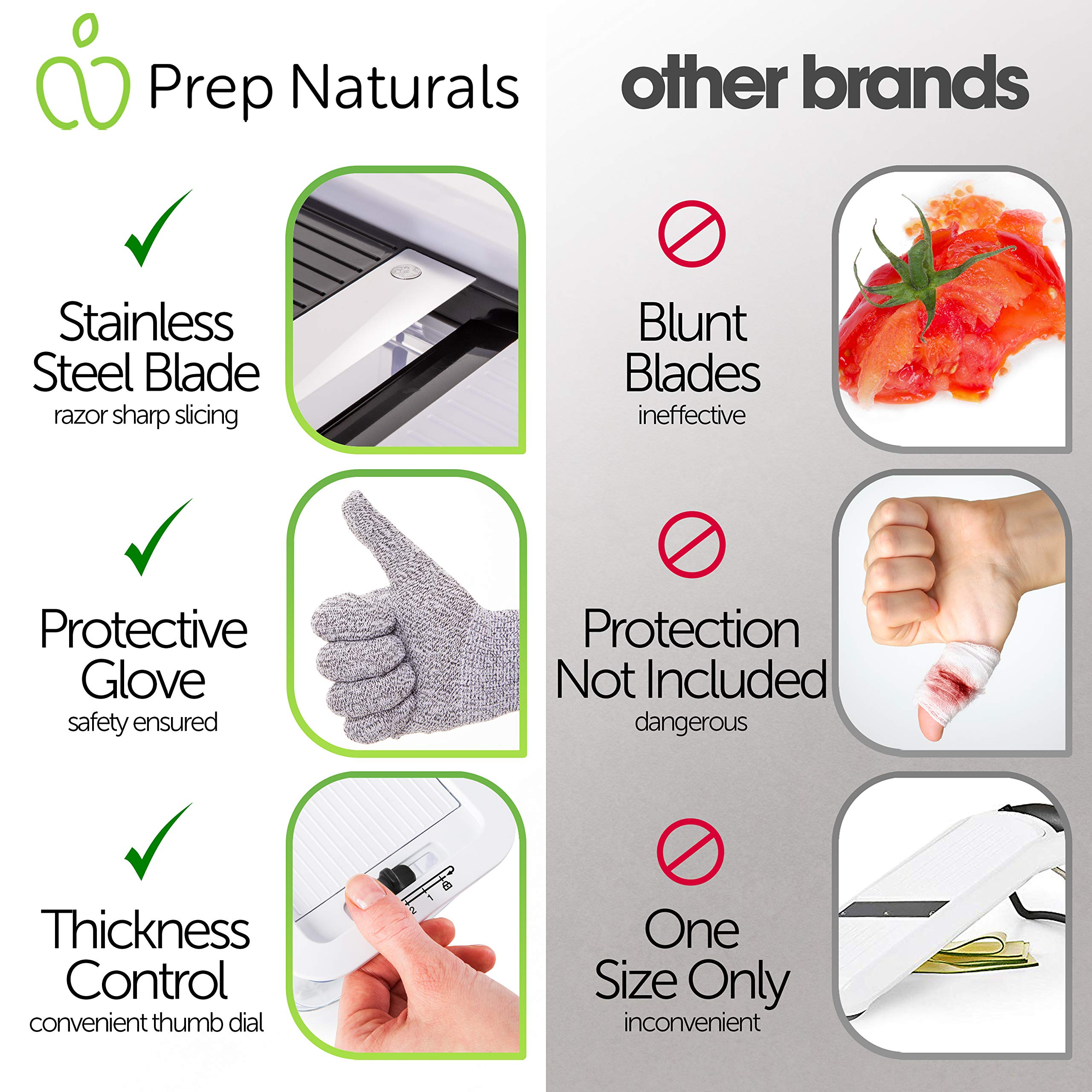 PrepNaturals Adjustable Mandoline Slicer with Spiralizer Vegetable Slicer - Black Veggie Slicer Mandoline Food Slicer with Julienne Grater - V Slicer