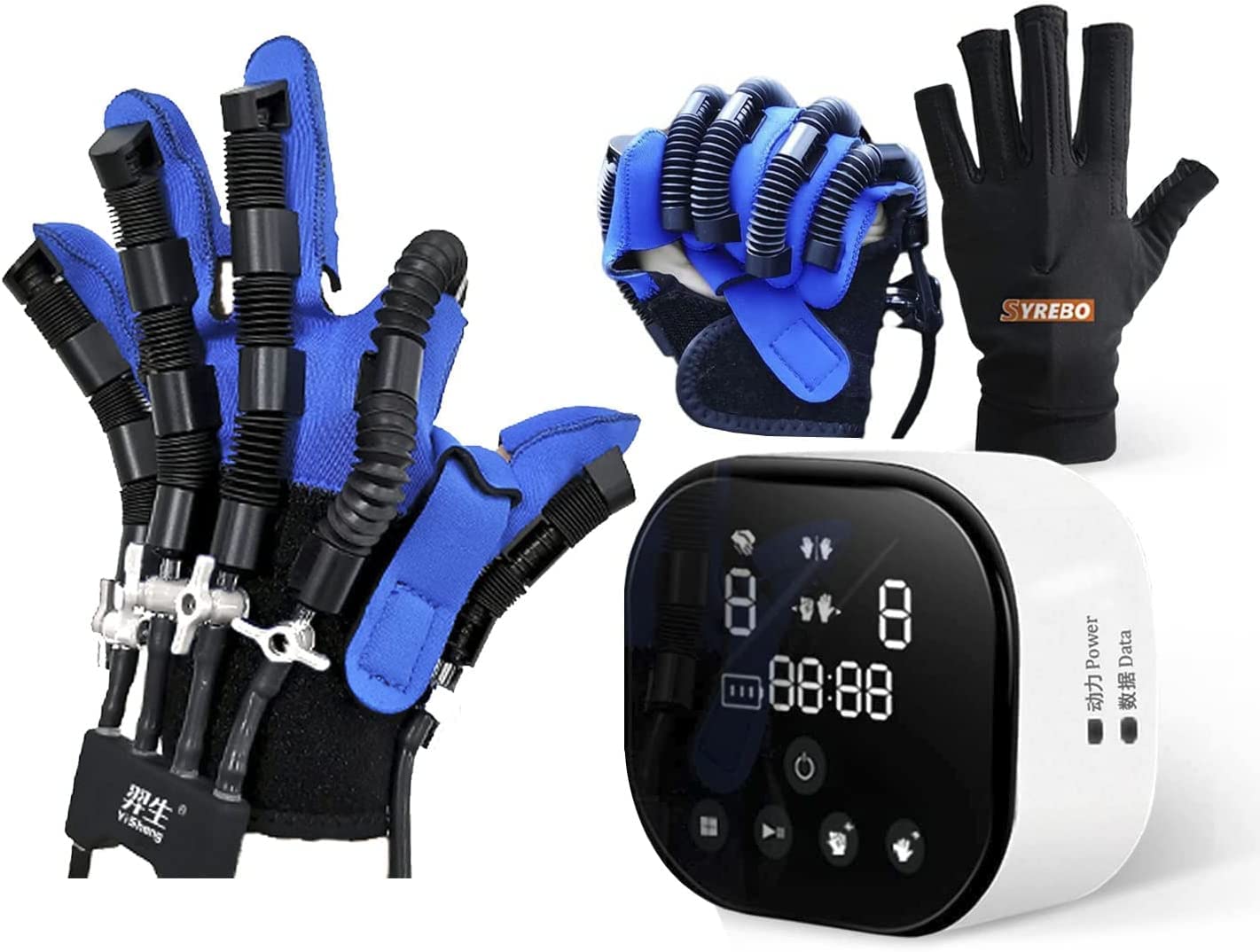 Syrebo Hand Rehabilitation Robot Gloves, E10 Upgrared Model with Rotary Switch Controled Individual Finger Training, Finger Hand Exercise Recovery Equipment for Hand Dysfunction Patients