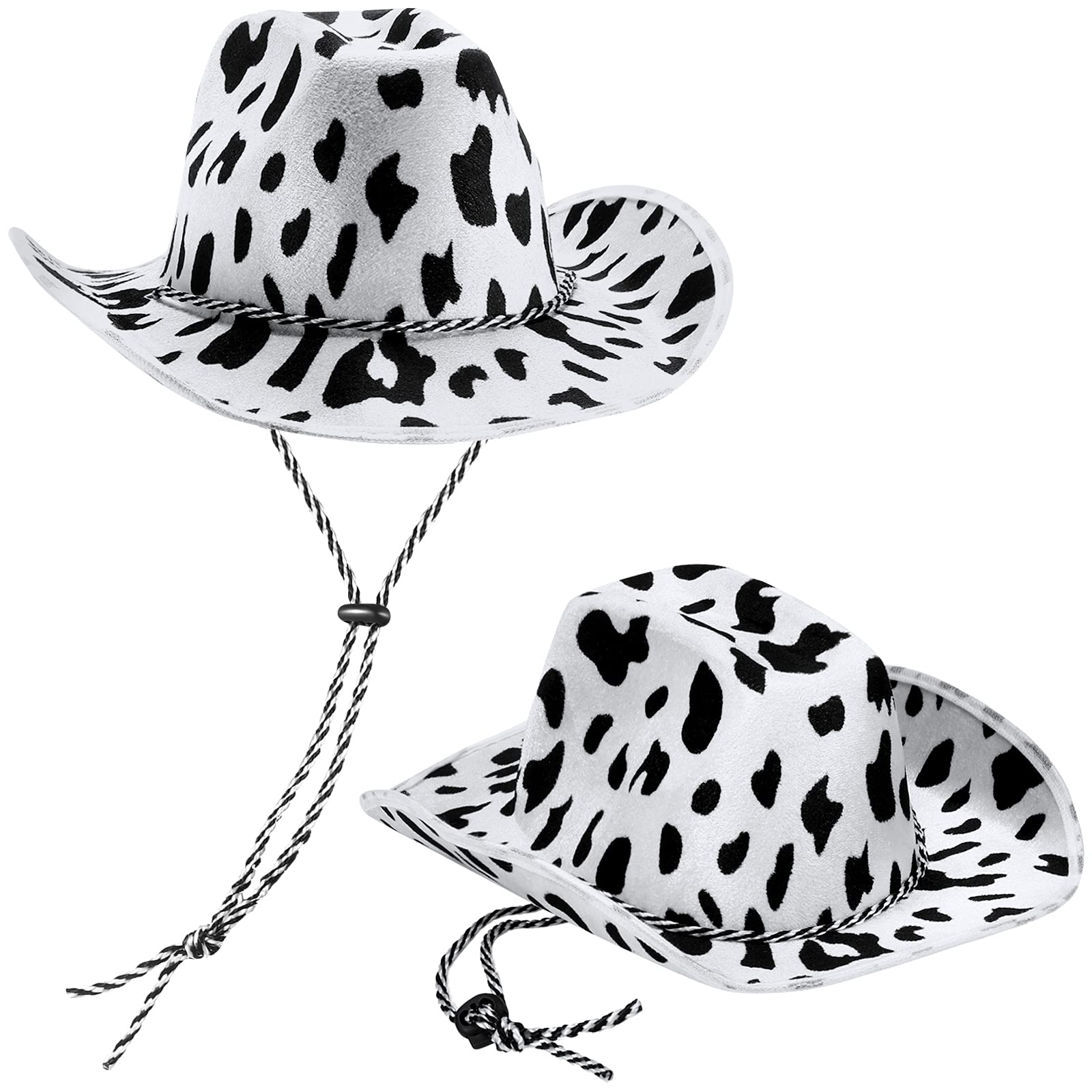 Neer Cow Print Cowboy Hat 2 Pieces Cowboy hat Unisex Black White Cowboy Hat for Men and Woman Party