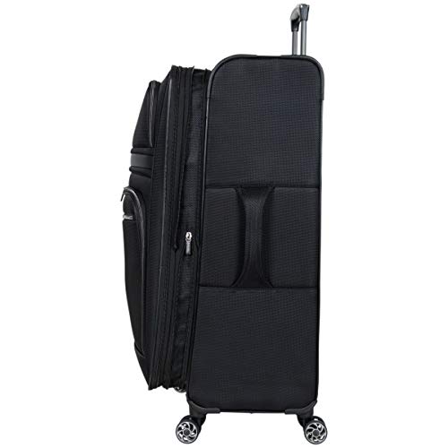 Kenneth Cole REACTION Rugged Roamer Lightweight Softside Expandable 8-Wheel Spinner Luggage, Black, 2-Piece (20β Carry-On/28β Check Size)
