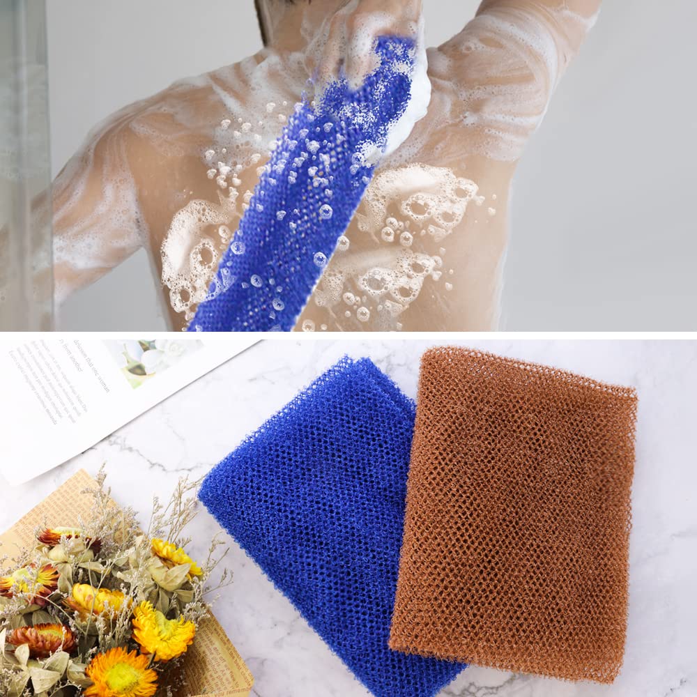 TCOTBE 2 Pieces African Net Sponge Long Net Bath Sponge Exfoliating Shower Body Scrubber Back Scrubber Skin Smoother Body Exfoliating Cloth Nylon Bathing Scrubber for Men Women for Daily Use