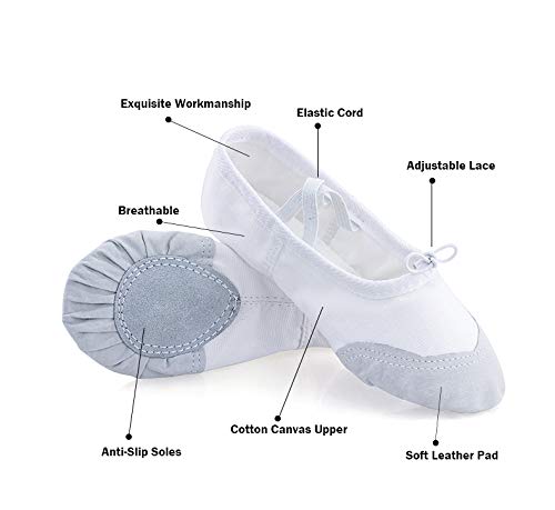 MSMAX Ballet Flats for Women Canvas Dance Slippers Yoga Gymnastic Shoes for Adults Black 9 M Women