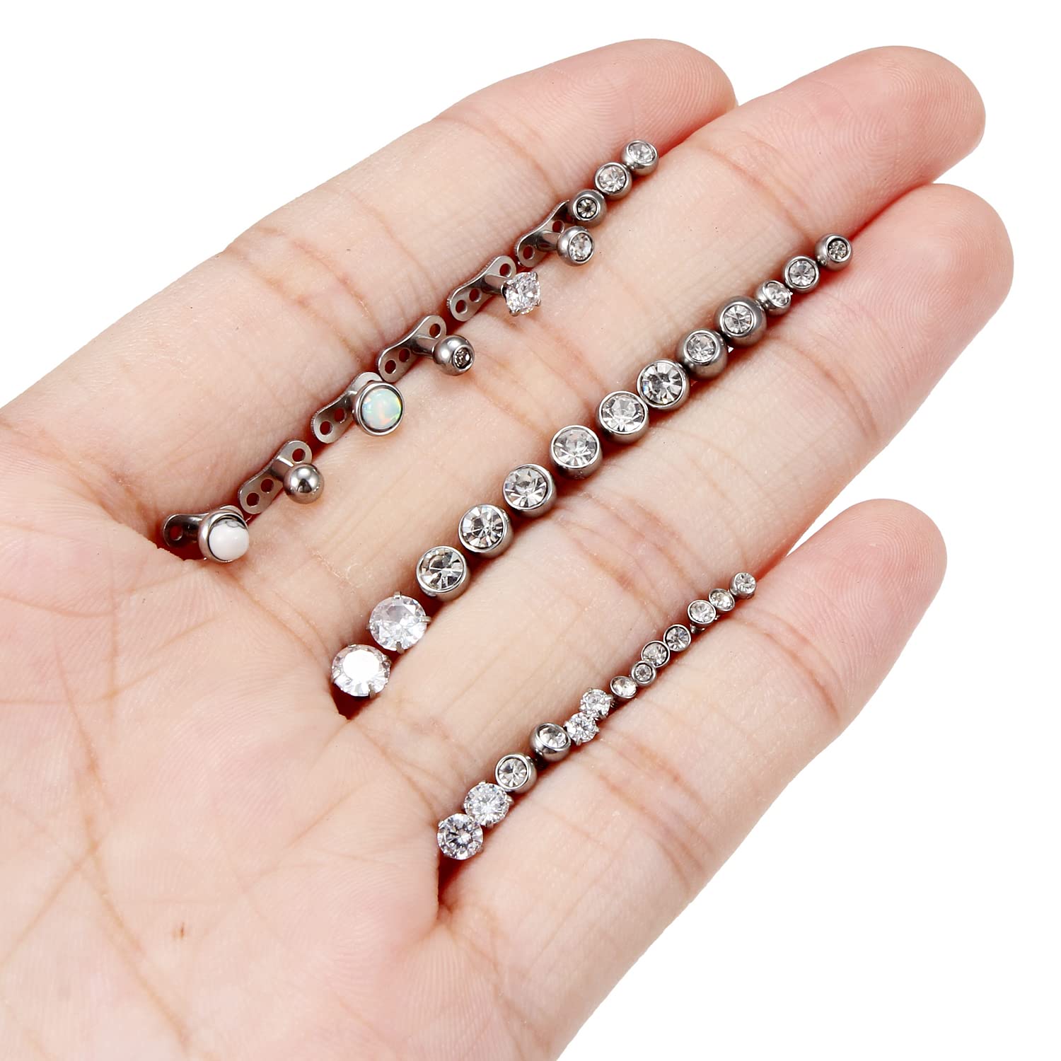 Ocptiy Dermal Piercing Jewelry Tops Base Kit 14G G23 Titanium Dermal Anchor Internally Threaded Stainless Surgical Steel Turquoise Opal Diamond Dermal Replacement Stud Piercing Ball Jewelry Women Men