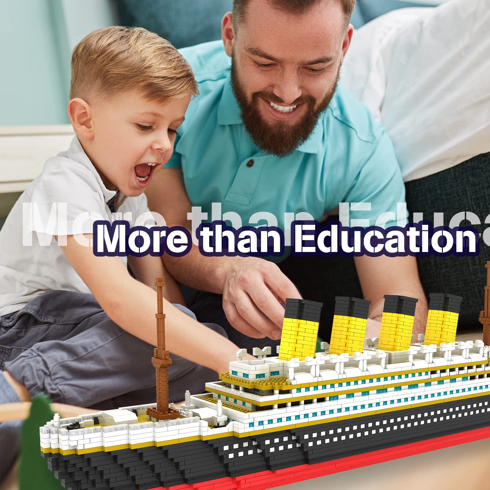 Titanic Building Blocks Set with LED, 3800pcs Titanic Toy Micro Building Kit, Titanic Gift Ship Model Building Bricks, DIY Educational Christmas Toys Gift