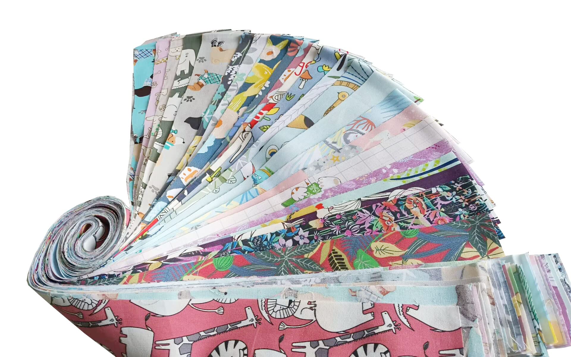 longshine-us 25PCS Jelly Roll Fabric, Roll Up Cotton Fabric Quilting Strips, 2.5inch x 45inch, Jelly Roll Fabric Strips for Quilting, Patchwork Craft Cotton Quilting Fabric