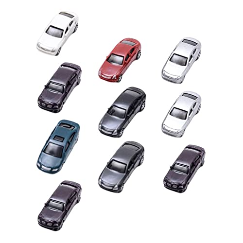 predolo 10Pcs Mini Model Car Painted Accessories Vehicle Toys for Street Layout Railway Scenery Sand Table DIY Model Collection, 1/200
