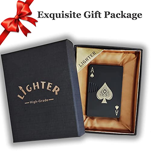 Jet Torch Lighter, Refillable Butane Playing Card Lighter, Exquisite Packaging, Windproof Lighters, Cool Lighter for Men, Candle, Camping, Birthday. (Butane Not Included) (Black Ace)