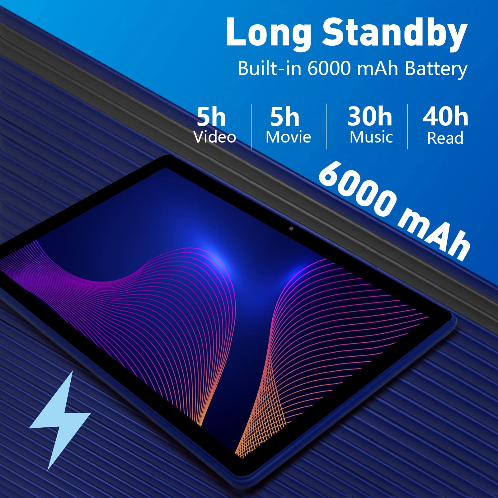 Tablet 10 Inch New,Android Tablet AX WiFi 6+2.4&5GWifi,3GB RAM 32GB ROM Storage,IPS HD 1332x800 Screen,4 Core Processor,Google Tablet, YouTube,Bluetooth 5.0,6000 mAh Battery,Leather Fine Grain(Oe)