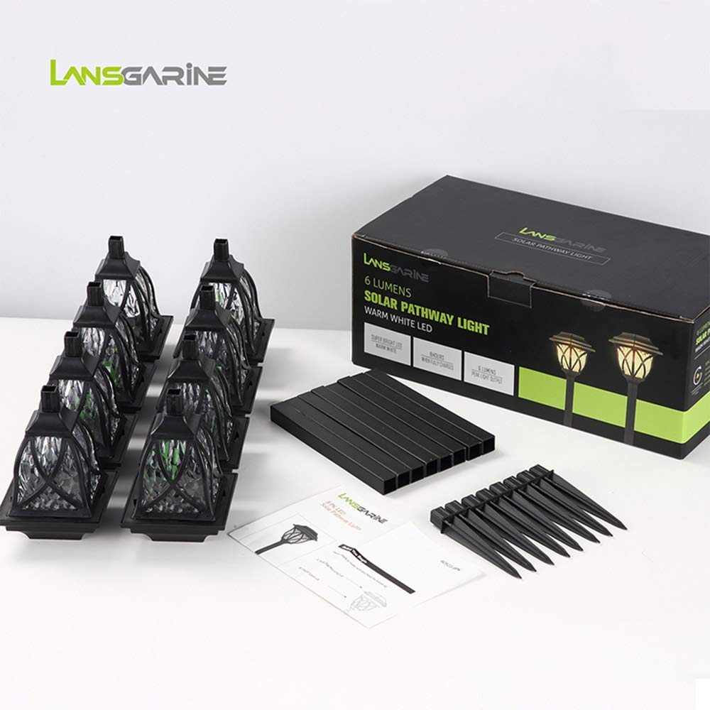 LANSGARINE Solar Pathway Lights Outdoor Waterproof,Solar Powered Garden Stick Lights, LED Solar Yard Lighting for Landscape,Lawn, Patio, Walkway, Driveway