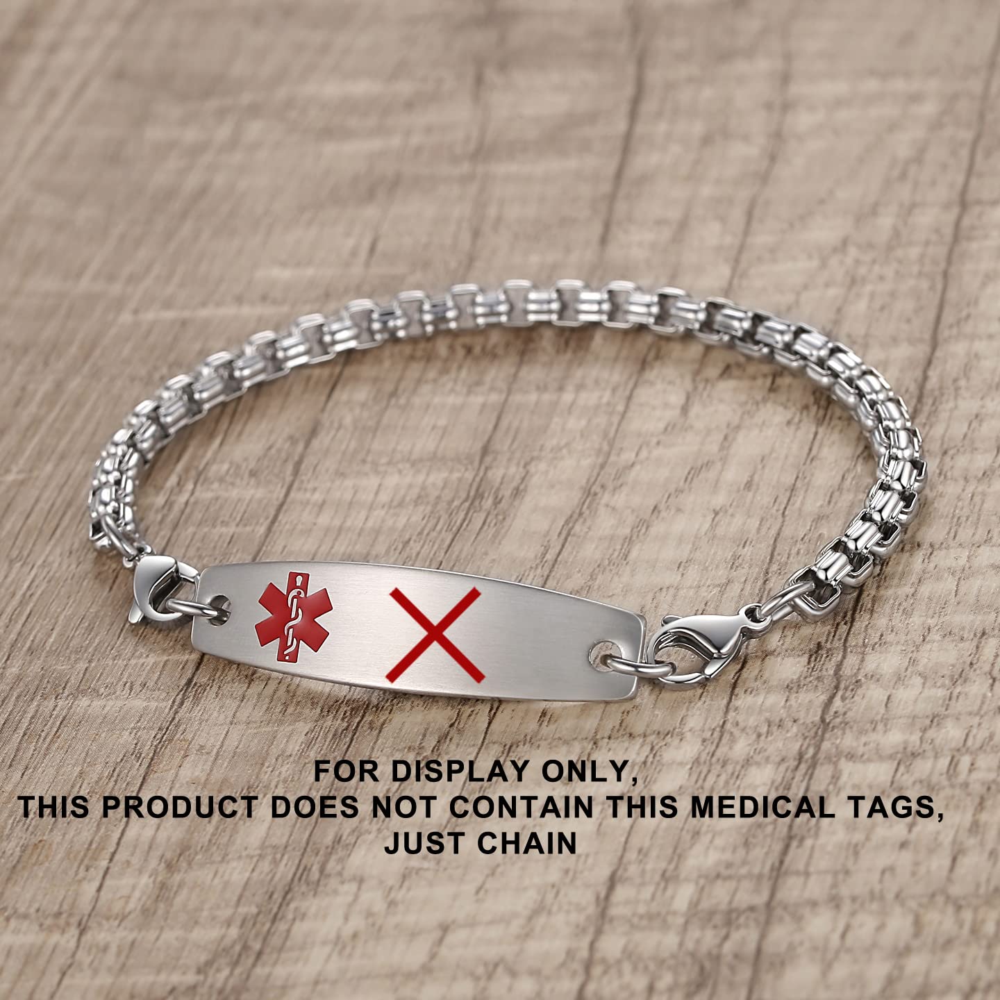 LinnaLove Stainless Steel Rolo Chain Interchangeable Bracelets-Match Medical id tag(CK06-6)