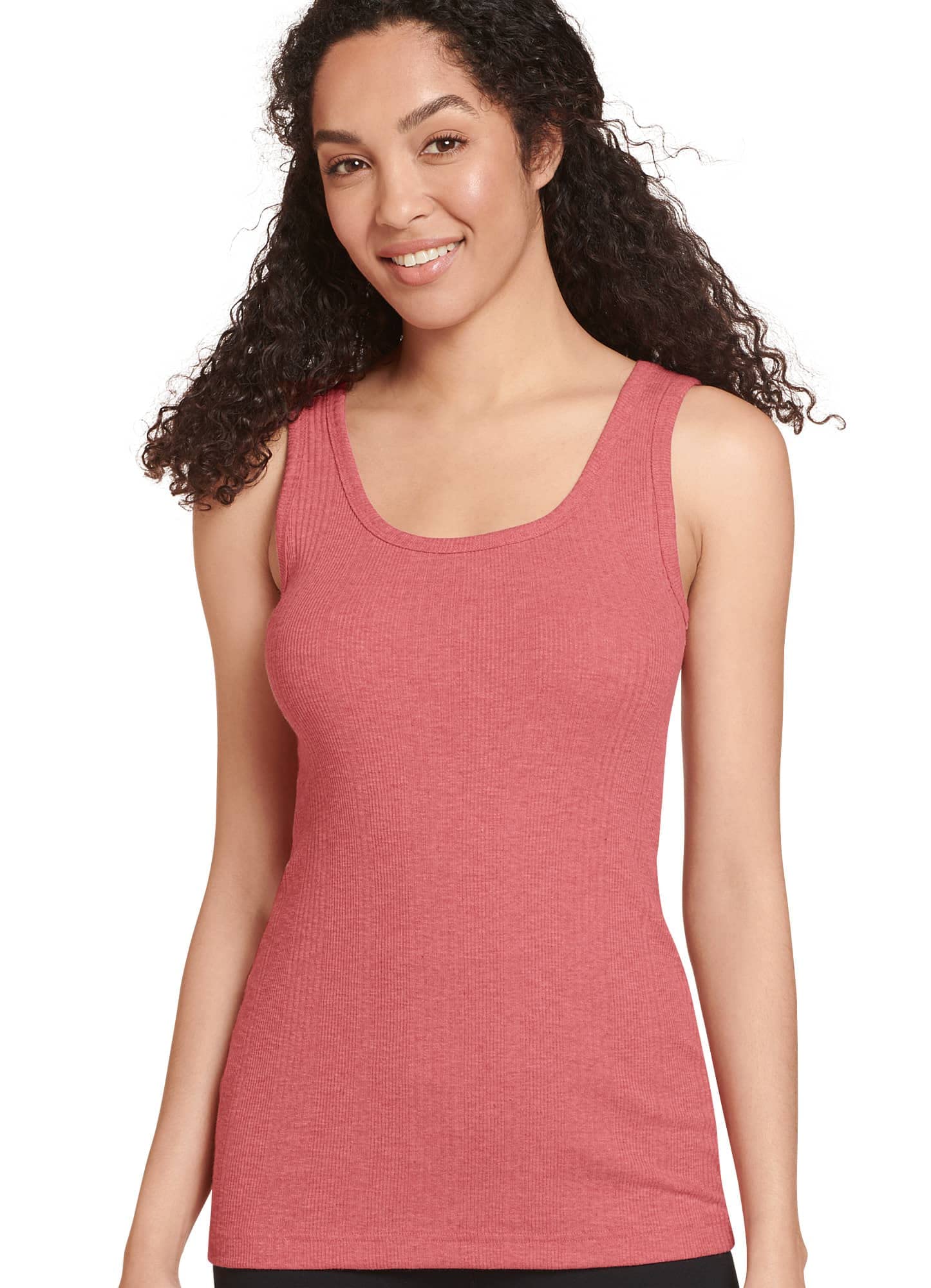 Jockey Women's Activewear Rib Tank, Apple Blossom Heather, M